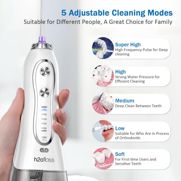 Quality 2500mah Ultrasonic Teeth Cleaner 5 Modes Handheld Water Flosser Portable for sale