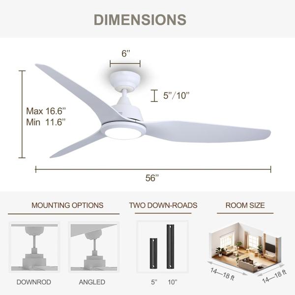 Quality 56 Inch Silent Ceiling Fan with DC Motor and Lighting for sale