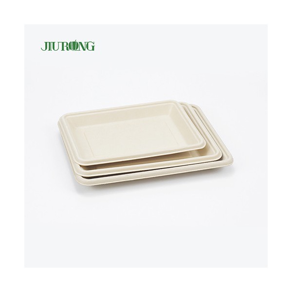 Quality PLA Biodegradable Bagasse Tableware Dish Fast Food Serving Tray for sale