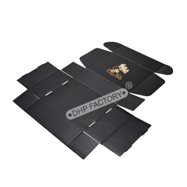 Quality Elegant Black Custom Cardboard Shipping Boxes With Gold Foil Logo for sale