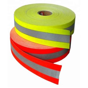 Quality Reflective Tape with Silver Rim Permanent Sew On 2 Inch Fire Retardant Yellow for sale