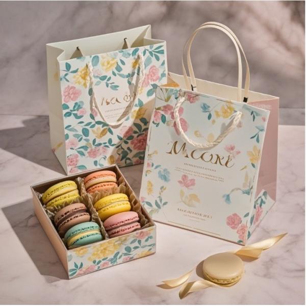 Quality Small Varnishing Paperboard Macaron Pastry Cake Box Food Grade Packaging for sale