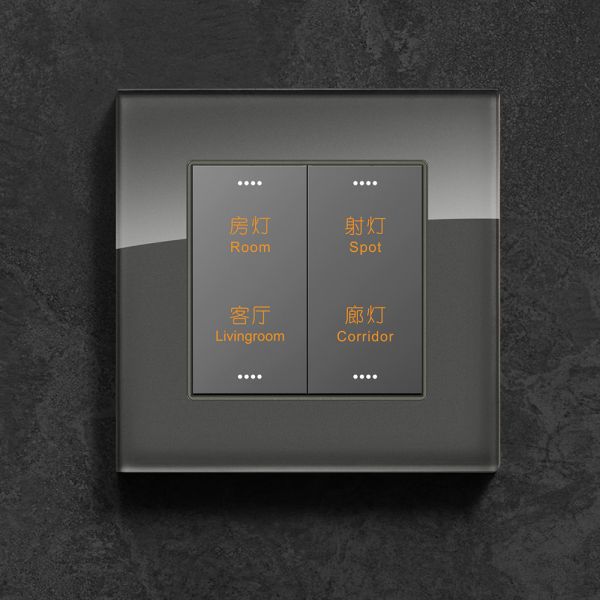 Quality Hotel Modbus Wall Switch , Smart Home Wall Control Panel Tempered Glass for sale