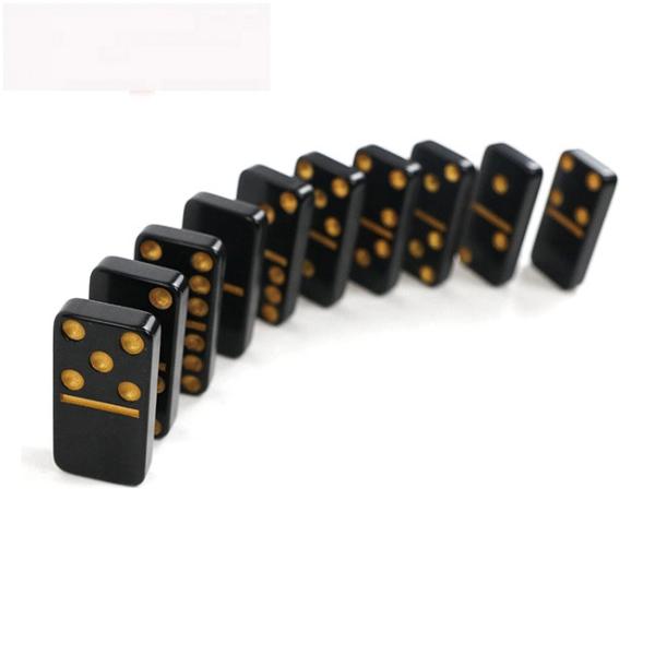 Quality Black And Gold Board Game Domino Set Double 9 Dominoes Set for sale