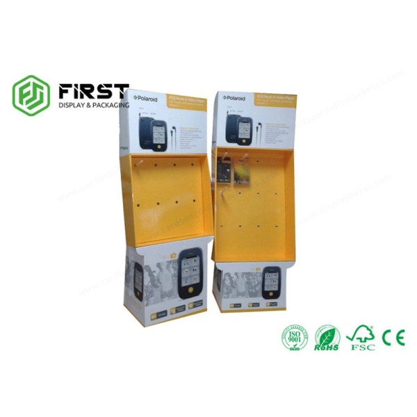 Quality Supermarket Retail Pop Displays Stand Cardboard Paper Hanging Floor Display With Hook for sale