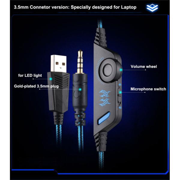 Quality Bass Surround 2.2kohm G9000 USB Gaming Headset with LED Light for sale