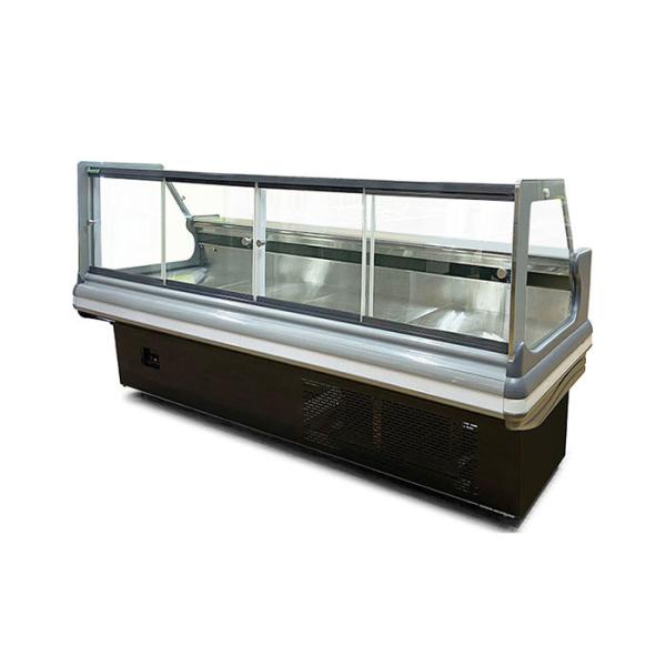 Quality Transparent Glass Square Refrigerated Deli Showcase Single Temperature R404a for sale
