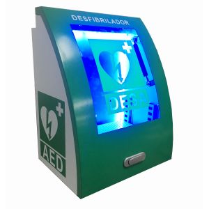 Quality CE Approved Curvy AED Wall Defibrillator Cabinet With LED Strip Ilumination for sale