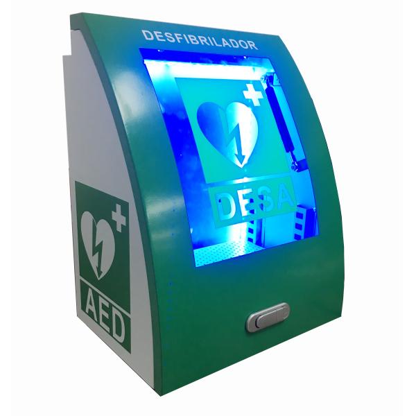 Quality CE Approved Curvy AED Wall Defibrillator Cabinet With LED Strip Ilumination for sale