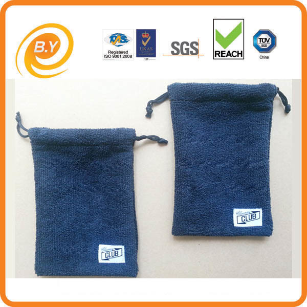 Quality 280gsm 12cm Drawstring Pouch Bags Microfiber For Mobile Phone Sunglasses TUV for sale