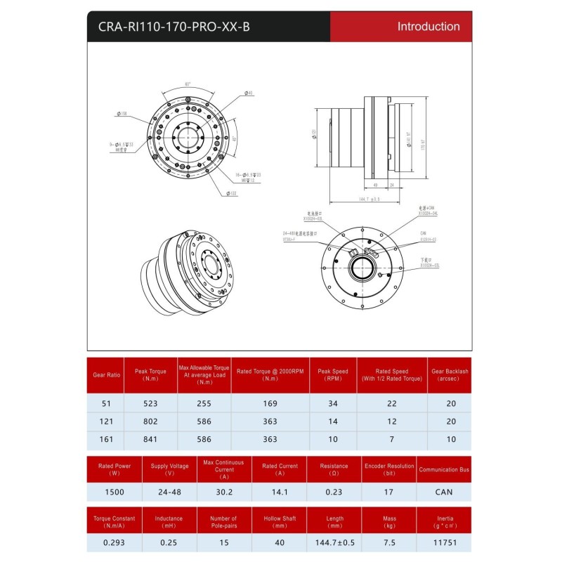 Robot Joint Motor Harmonic Reducer Joint Actuator Robot Joint Motor Module Robotic Arm Motor