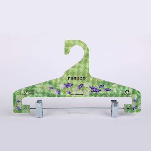 Quality Cardboard Baby Clothes Paper Hanger Custom Logo CMYK Printing With Metal Clip for sale