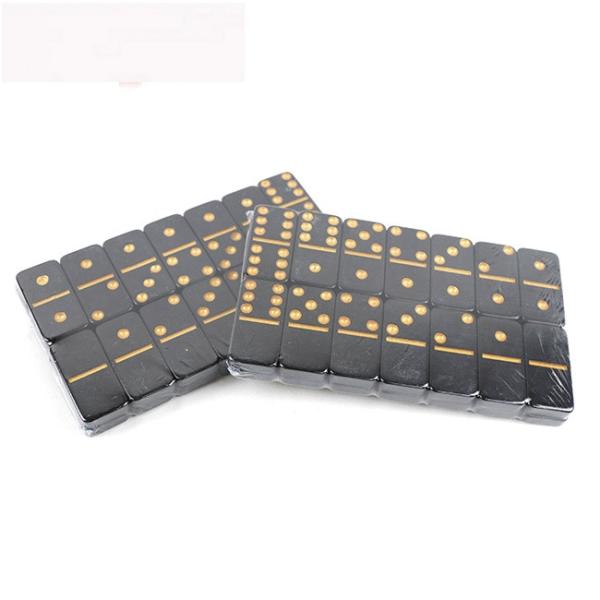 Quality Black And Gold Board Game Domino Set Double 9 Dominoes Set for sale