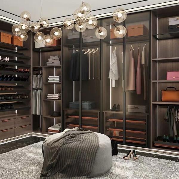 Quality MC WORLD High End Modern Fitted PVC Modern Walk In Wardrobe Robe Cupboards MDF Ready Made for sale