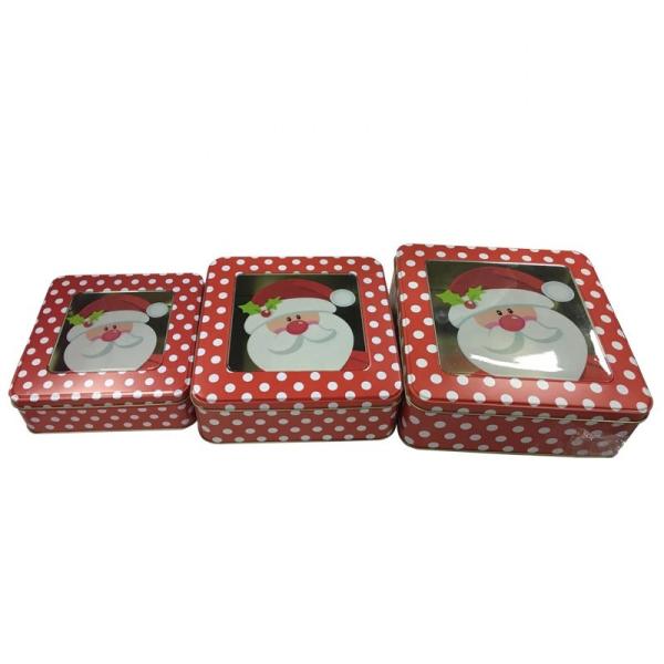 Quality Holiday Tin Box with Window Michael Tins Wedding Favor Tins Square Cake Tins for sale