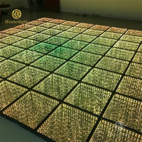 Quality 3D Mirror Golden Starry Infinity Portable Wedding LED Dance Floor for sale