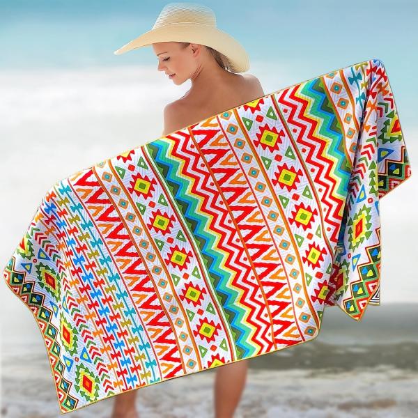 Quality Modern Striped Microfiber Beach Towel Soft And Absorbent For Beach Pool Use for sale