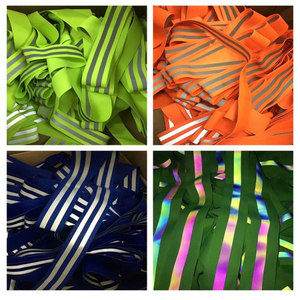 Quality Reflective Rainbow Color Polyester Security Strips Tape For Clothing And Custom for sale