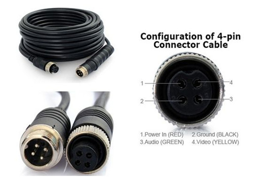 Quality Pure Copper Backup Camera Cable 20m Extension 4 Pin Aviation IP68 Waterproof for sale