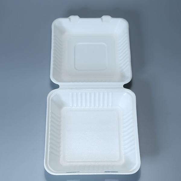 Quality 800ml Takeaway Containers Microwave Safe Bagasse Clamshell Birthday Party for sale