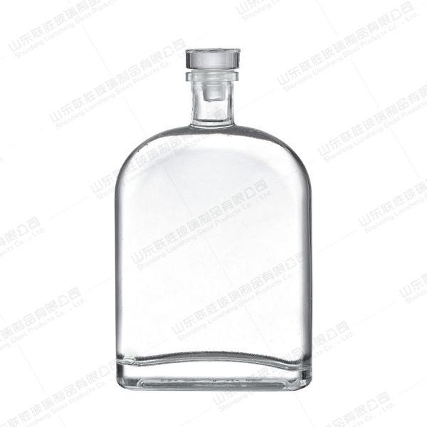 Quality 500 Ml 16 Oz Clear Spirit Glass Bottles With Cork Lids And Seal Shrink Capsules Caps for sale