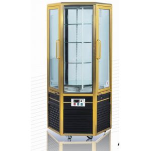 Quality Upright Food Display Showcase 6 Sides Rotary Shelf / 2 Doors Bakery Glass for sale