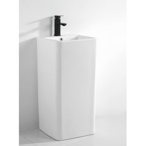 Quality Modern Rectangular Ceramic Pedestal Wash Basin for Home Hotel and Restaurant for sale