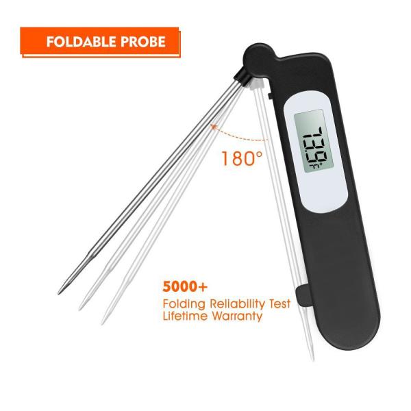 Quality Foldable Probe BBQ 392F LFGB Instant Read Meat Thermometer for sale