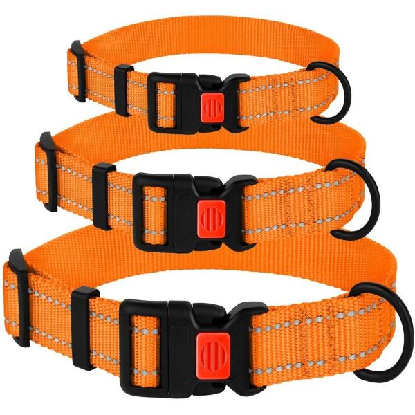 Quality Reflective Soft Nylon Adjustable Dog Collars With Buckles 5 Sizes Optional for sale