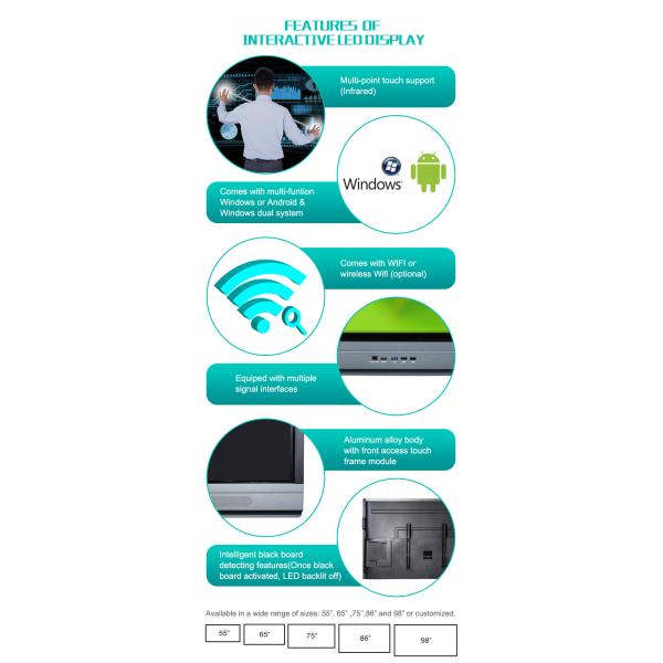 Quality 5ms Interactive Touch Screen Monitor, Infrared All In One Smart Board for sale