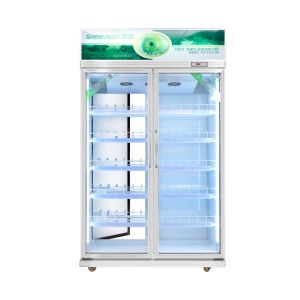 Quality Two Door Vertical Commercial Beverage Display Cooler With Fan Cooling for sale