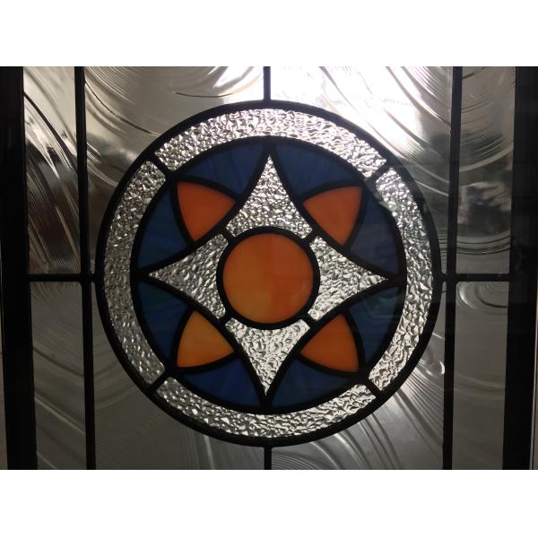 Quality 650MM 35CM Stained Diamond Leaded Glass Cabinet Windows Satin Nickel for sale