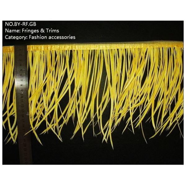 Quality Dyed Spiky Goose Biot Feather Fringe Trim with Satin Ribbon Tapes Chicken for sale