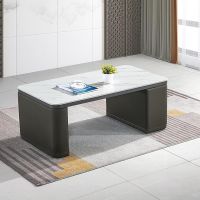 Quality Modern Rectangular Coffee Table Living Room White Rock Plate Tea Table Simple for sale