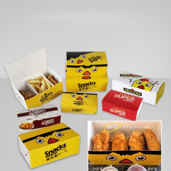 Quality Eco Friendly Paper Fried Chicken Boxes Clamshell For Food Packaging for sale
