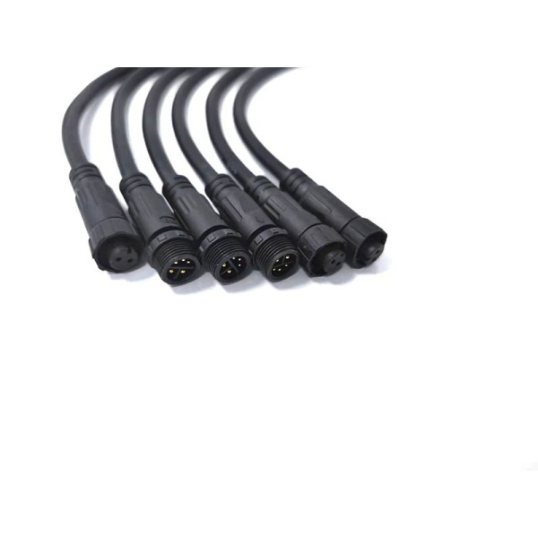 Quality Black M12 4 Pin Waterproof Cable Connector 250V Rated Voltage Male for sale