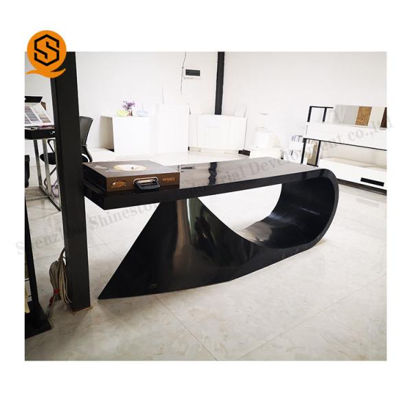 Quality Acrylic Solid Surface Black Office Desks 100% Repairable And Renewable for sale