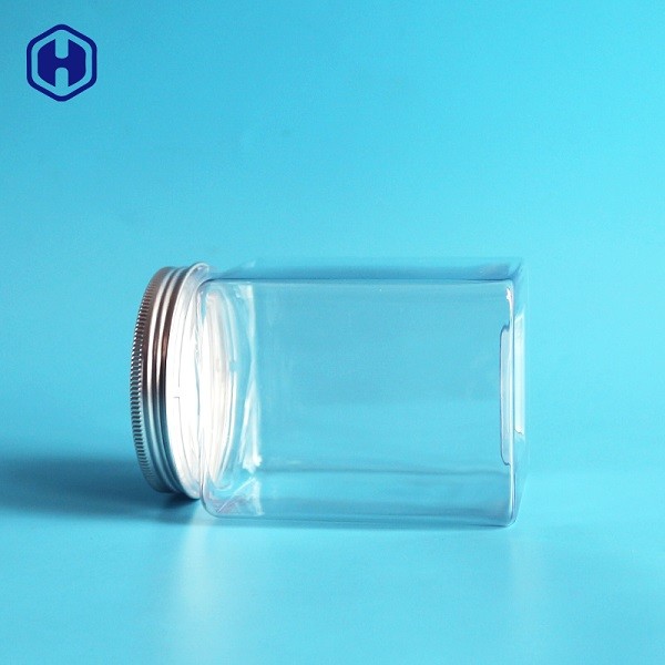 Quality Small Empty Square Wide Mouth Plastic Jars Stackable Space Saving for sale