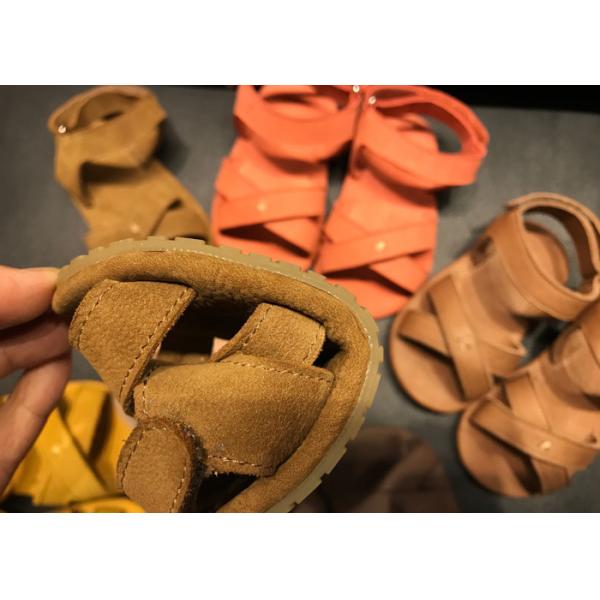Quality Open Toe Cowhide Soft Kids Shoes for sale