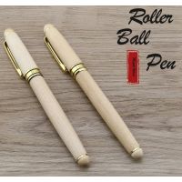Quality Retro Maple Wood Signature Pen 0.5mm Metal Clip Business Roller Ball Pen for sale