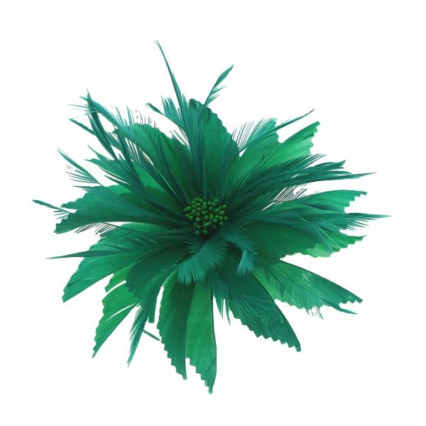 Quality Patterned Chicken Headband Feather Mounts , Dyed Green Goose Feather Flowers for sale