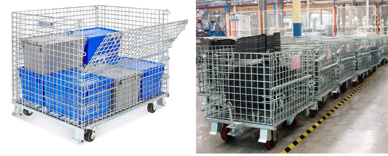 Storage Cage For Logistics Warehousing ASRS Foldable Wire Mesh Container