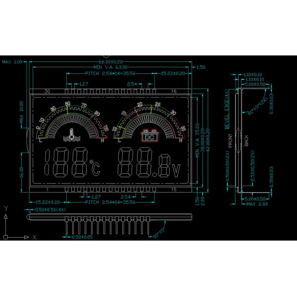 Quality Water Temperature Gauge TN Lcd Segment Display Module for sale