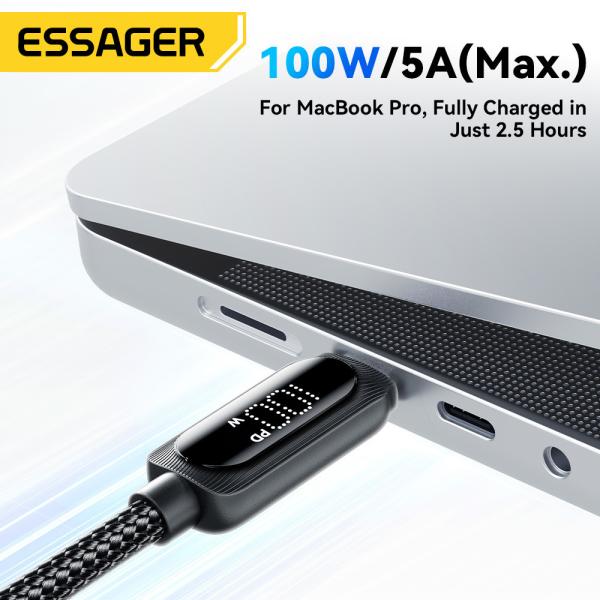 Quality ESSAGER ES-X57 Series 60W 100W USB C Fast Charging Cable Type C for sale