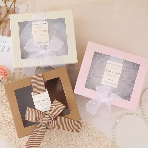 Quality White Gift Set Box Transparent PVC Birthday Box With Silk for sale