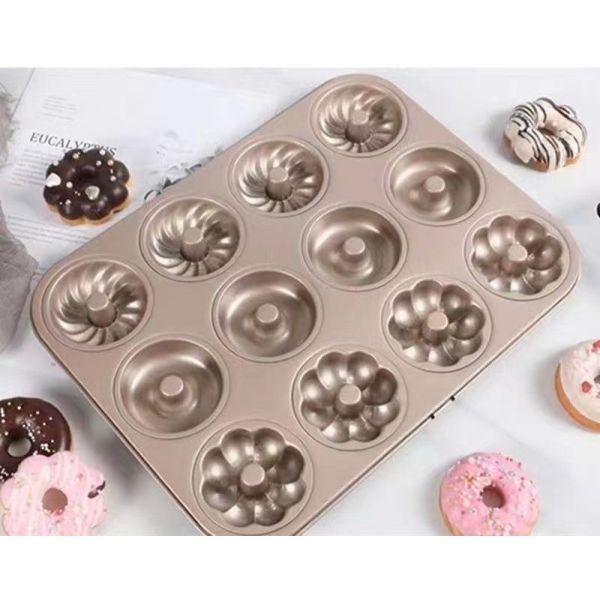 Quality Customization Baking Molds Aluminium Bundt 12 Hole Cupcake Tray For Kitchen Baking for sale