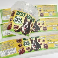 Quality Custom Printing PP Pet Dog Food Logo Adhesive Sticker Waterproof Food Jar Labels for sale