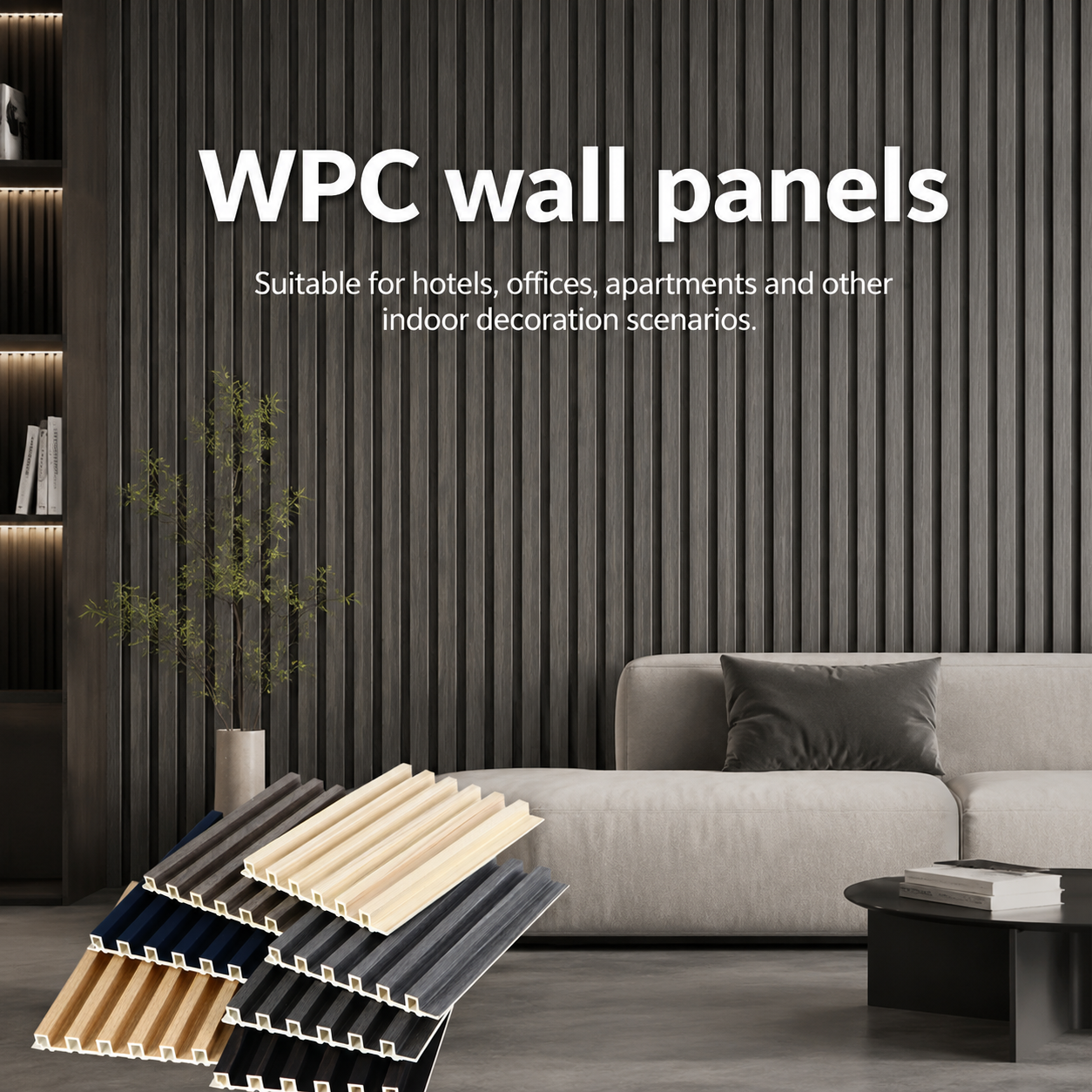 Quality Fluted Wall Panel Interior Decorative 3D Wpc Wall Panel For Hotel Villa Interior for sale