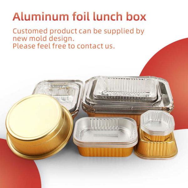 Quality Rectangular Customize Packing Boxes Takeout Trays Disposable Aluminum Lunch Box for sale