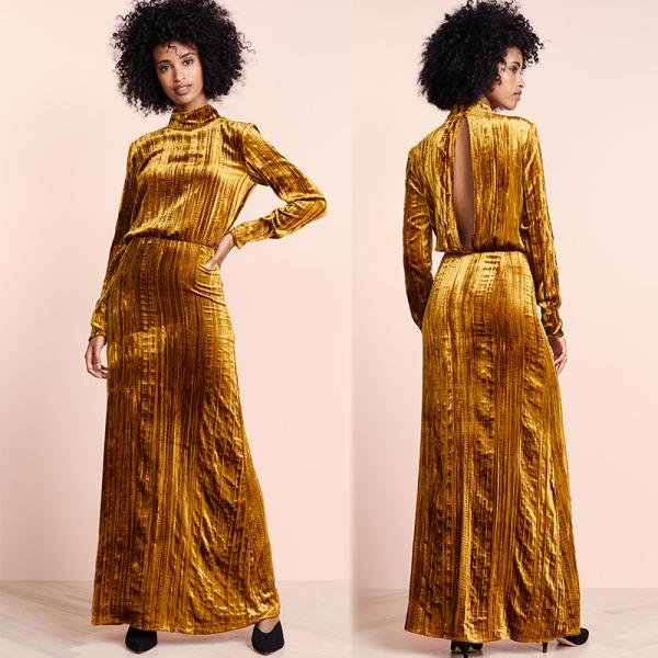 Quality Clothing Fashion Women Maxi Velvet Dress Casual for sale